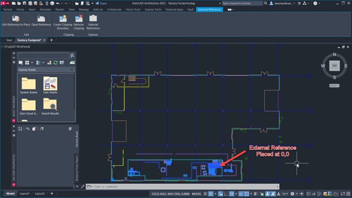 Attach Production C . Start as an external reference, making sure to place the Xref at 0,0
